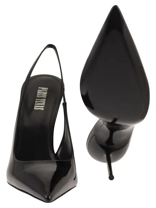 Paris Texas Lidia Slingback 105 Patent Leather Pumps - Black