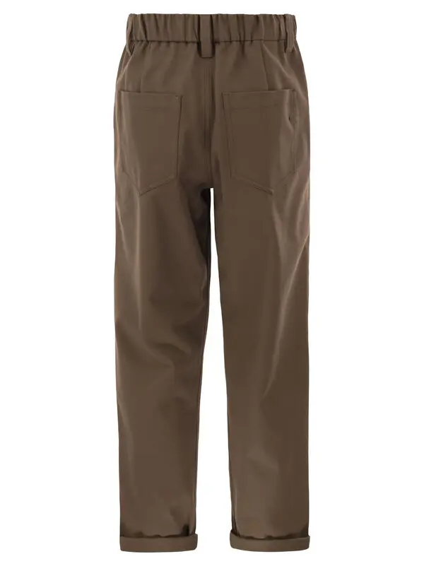 Brunello Cucinelli Stretch Cotton Baggy Trousers - Brown