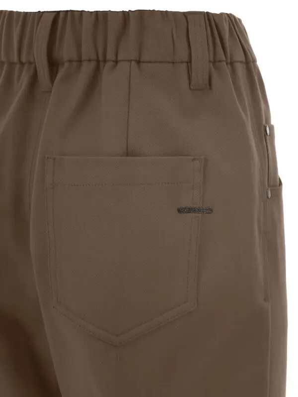 Brunello Cucinelli Stretch Cotton Baggy Trousers - Brown