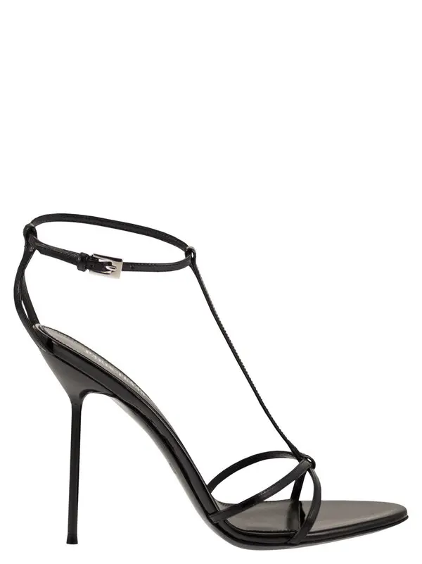 Paris Texas Lidia Patent Leather T-strap Stiletto Sandals - Black