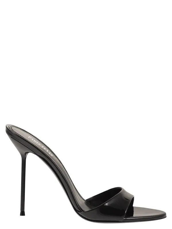Paris Texas Lidia Mule 105 Patent Leather Open Toe Stiletto Heel Sandals - Black