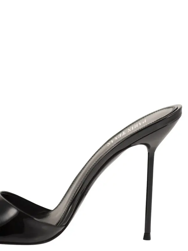 Paris Texas Lidia Mule 105 Patent Leather Open Toe Stiletto Heel Sandals - Black