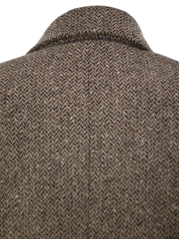 Brunello Cucinelli Double-breasted Herringbone Blazer With Subtle Shimmer