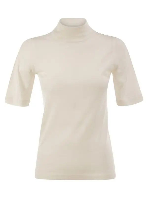 Brunello Cucinelli Cashmere And Silk High-neck Sweater - White