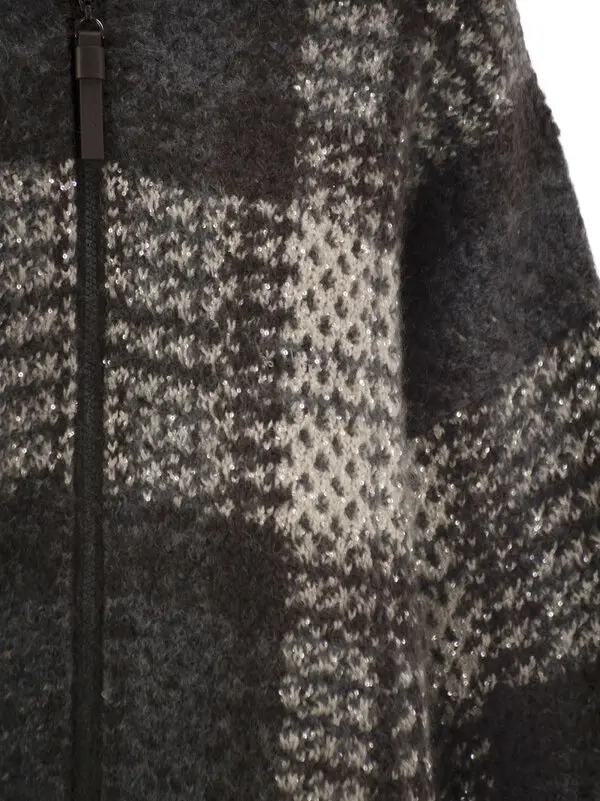 Brunello Cucinelli Jacquard Knit Bomber Cardigan With Sequins