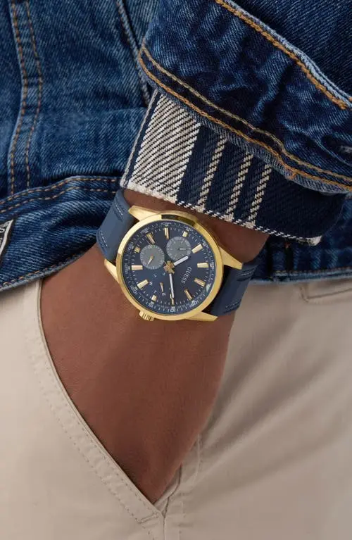 Guess Multifunction Silicone Strap Watch - Blue