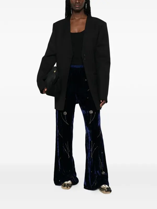 FORTE_FORTE Embroidered Velvet Trousers - Multicolor