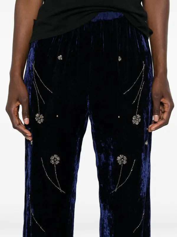 FORTE_FORTE Embroidered Velvet Trousers - Multicolor