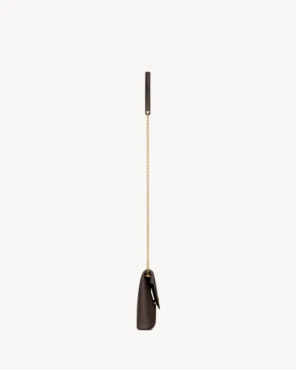 Saint Laurent Cassandre Small Chain Pouch In Lambskin - Santal