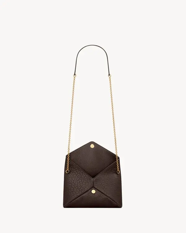 Saint Laurent Cassandre Small Chain Pouch In Lambskin - Santal
