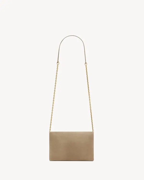 Saint Laurent Cassandre Small Chain Pouch In Suede