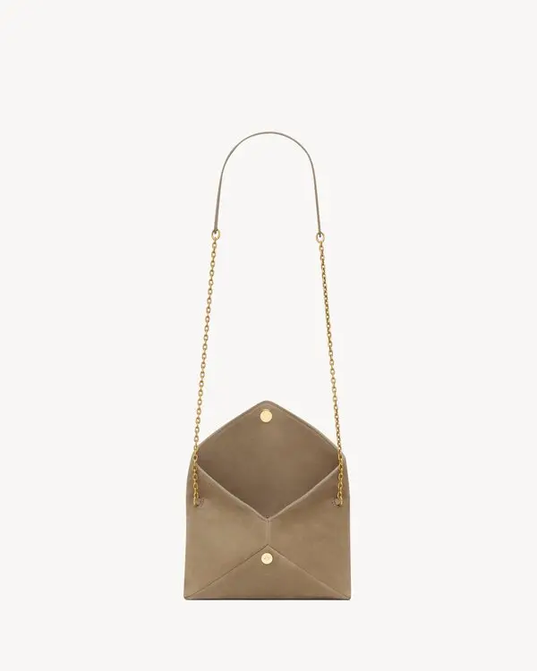 Saint Laurent Cassandre Small Chain Pouch In Suede