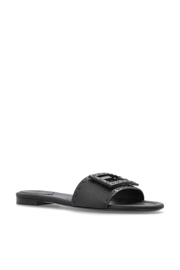 Fendi Baguette Leather Slides