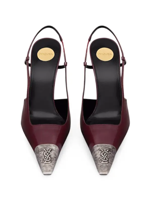 Saint Laurent Slingback Pumps With Metal Cap Toe - Multicolor