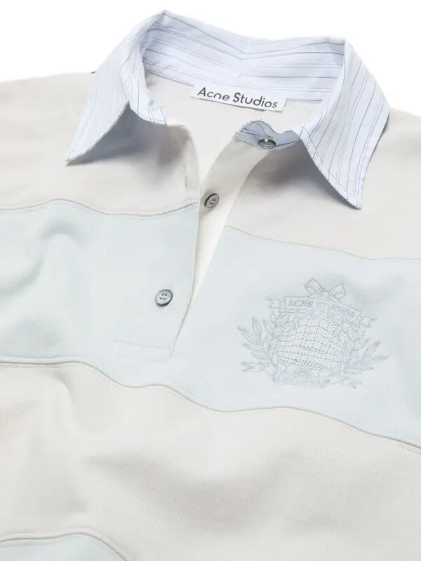 Acne Studios Striped Cotton Fleece Sweatshirt With Polo Collar