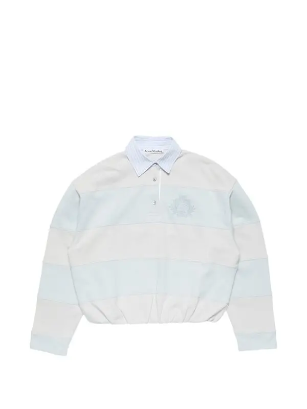 Acne Studios Striped Cotton Fleece Sweatshirt With Polo Collar - Multicolor