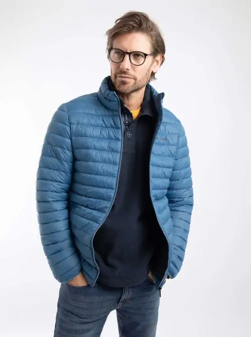 WEIRD FISH Crantock Showerproof Padded Jacket - Washed Blue