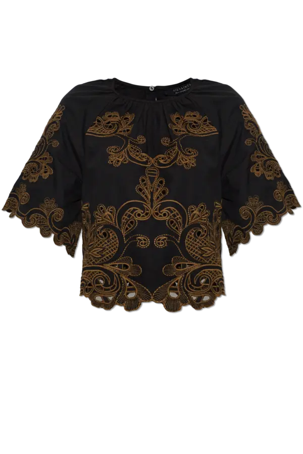 ALLSAINTS Miriam Embroidered Cropped Top - Black