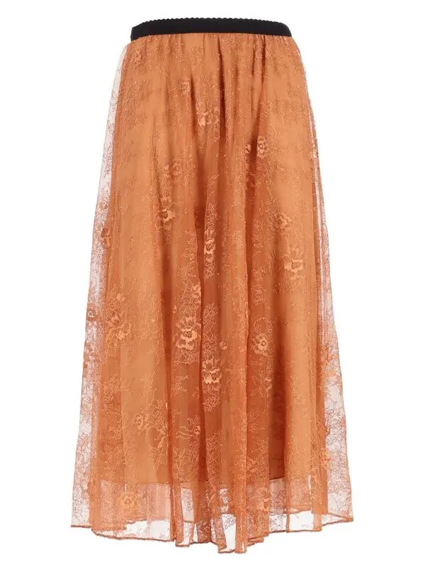 FORTE_FORTE Lace Midi Skirt - Yellow