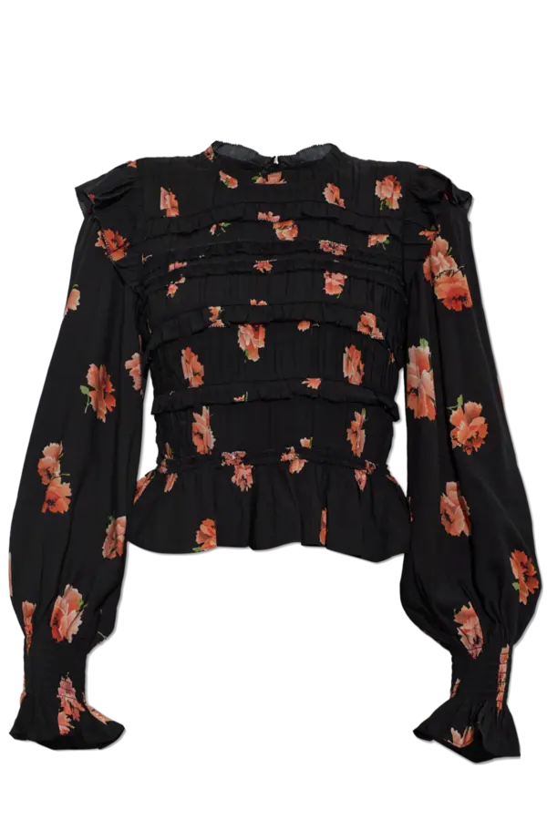 ALLSAINTS Lauren' Floral Print Ruffled Viscose Shirt