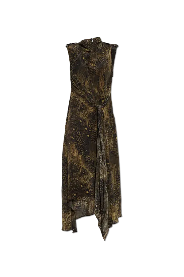 ALLSAINTS Persia' Asymmetrical Hem Dress With Mock Neck And Self-tie Waist