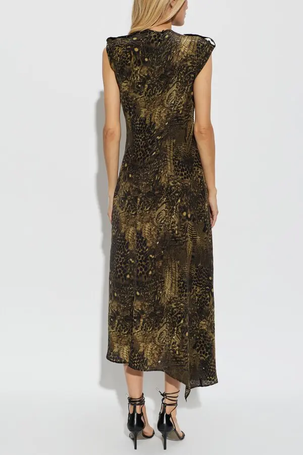 ALLSAINTS Persia' Asymmetrical Hem Dress With Mock Neck And Self-tie Waist