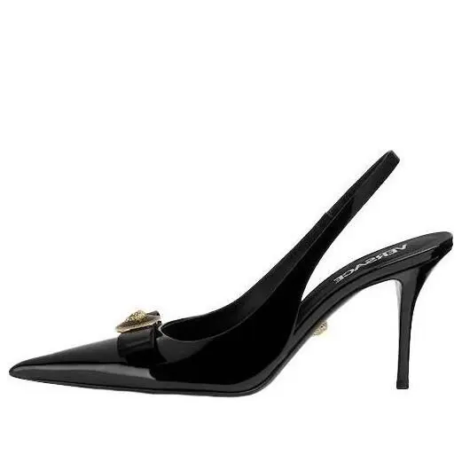 Versace Ribbon Patent Slingbacks - Black