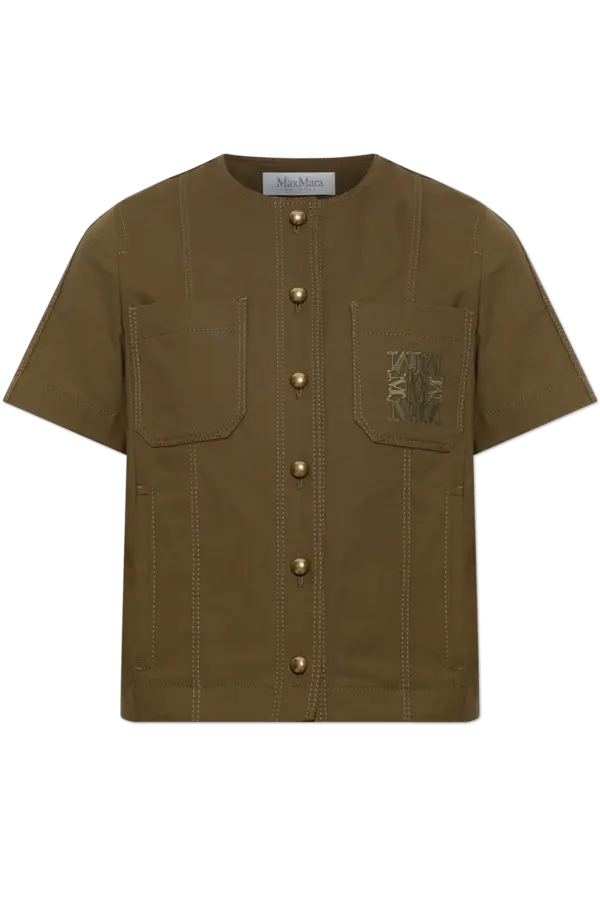 Max Mara Zanzara' Cotton Blend Jacket With Monogram Detail