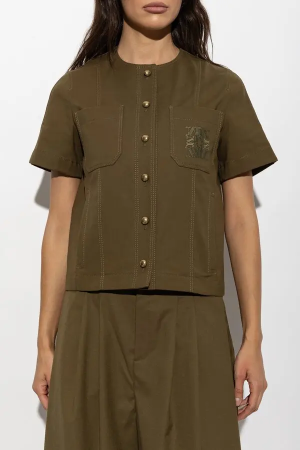Max Mara Zanzara' Cotton Blend Jacket With Monogram Detail