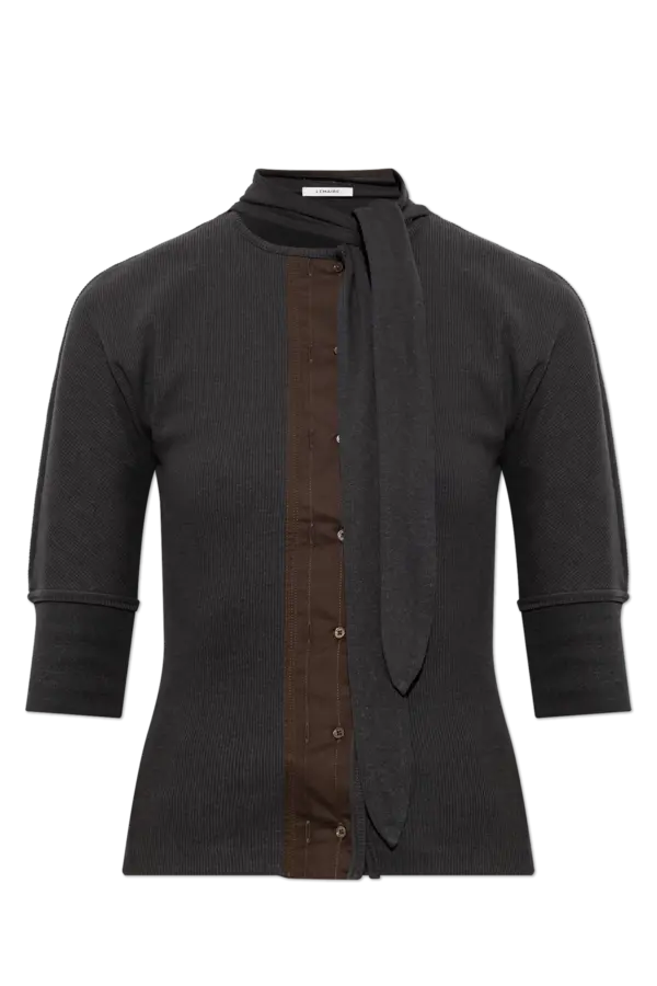 LEMAIRE Ribbed Knit Top With Decorative Tie