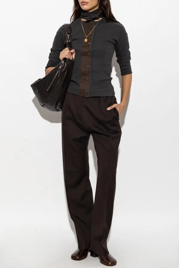 LEMAIRE Ribbed Knit Top With Decorative Tie