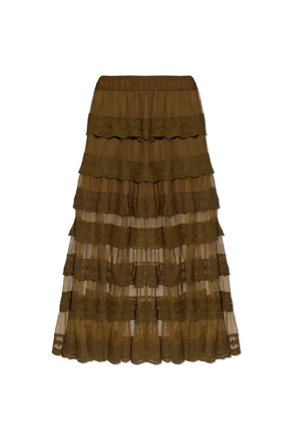 ALLSAINTS Maggie Tiered Lace And Tulle Maxi Skirt - Green