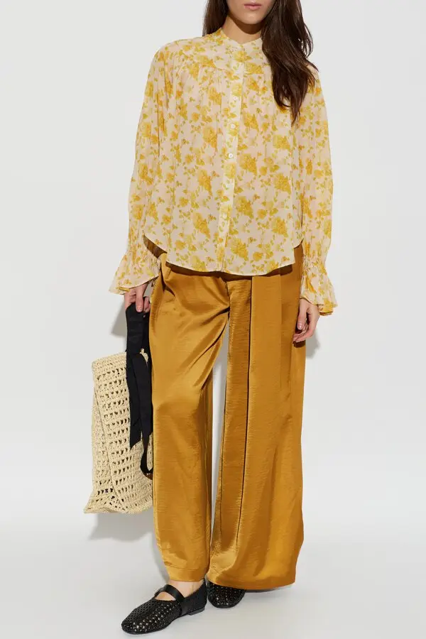 ALLSAINTS Kara' Floral Print Sheer Long Sleeve Shirt