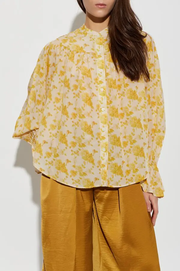 ALLSAINTS Kara' Floral Print Sheer Long Sleeve Shirt