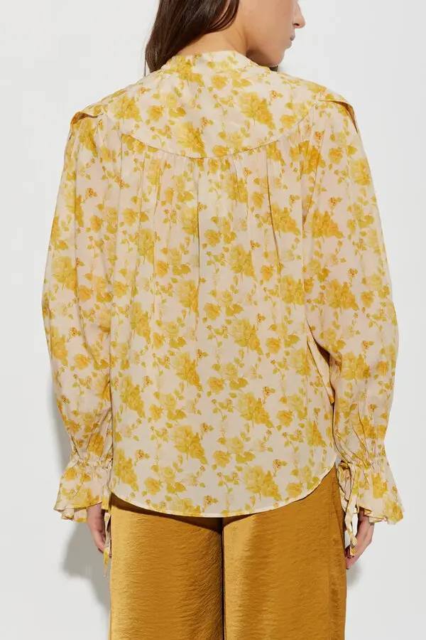 ALLSAINTS Kara' Floral Print Sheer Long Sleeve Shirt