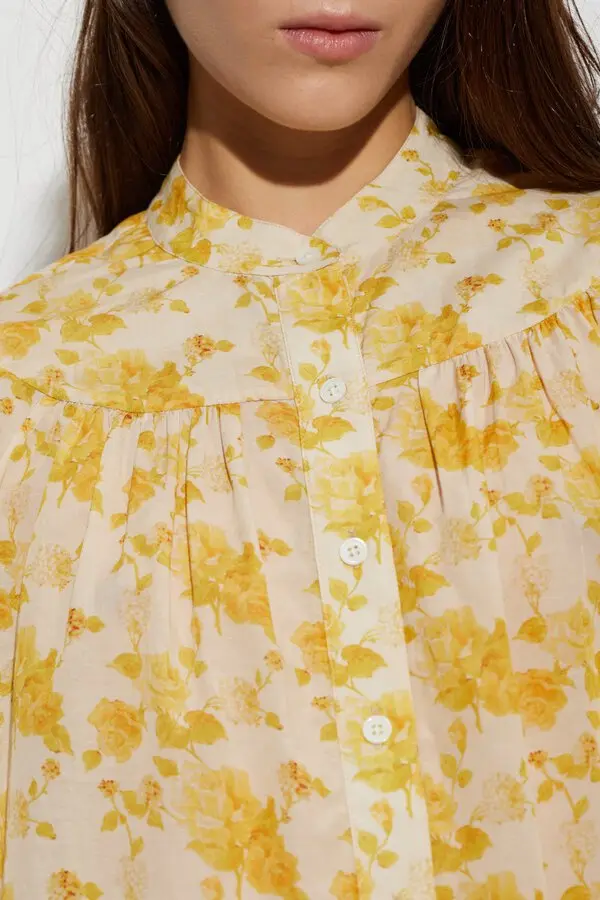 ALLSAINTS Kara' Floral Print Sheer Long Sleeve Shirt