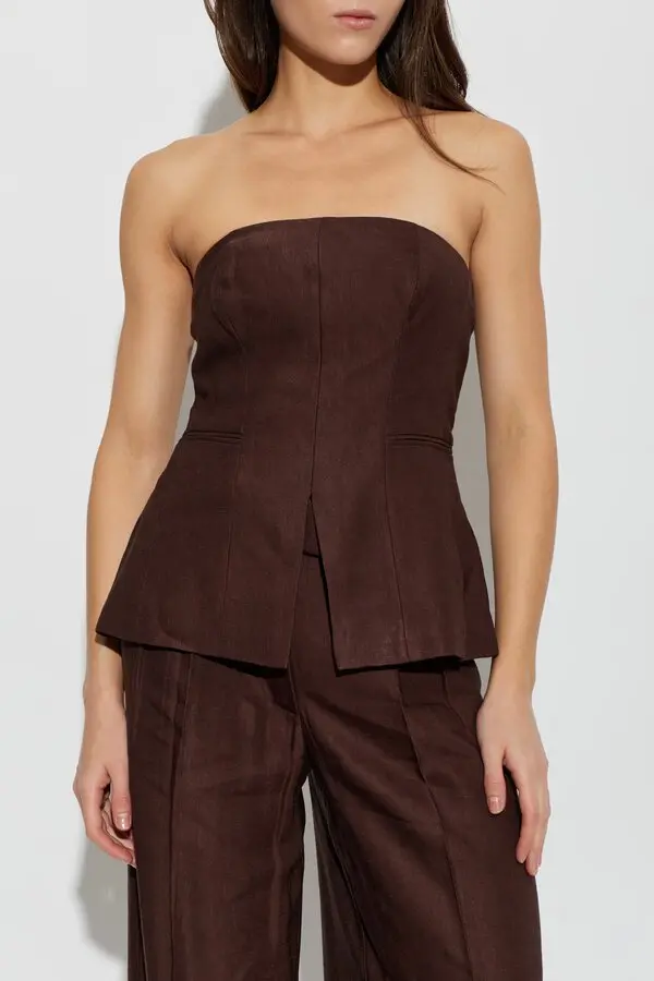 ALLSAINTS Charley Strapless Bustier Top - Brown
