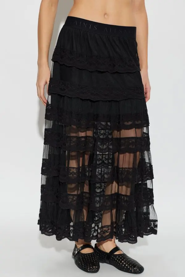 ALLSAINTS Maggie Lace And Tulle Maxi Skirt - Black
