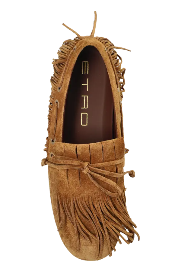 Etro Suede Loafers With Fringe Detailing