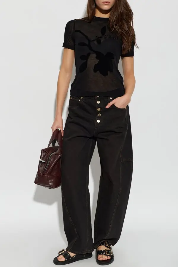 ALLSAINTS Athea Short Sleeve Top With Botanical Motif