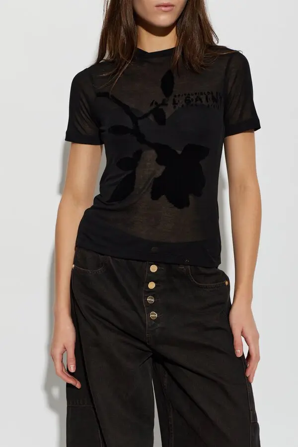 ALLSAINTS Athea Short Sleeve Top With Botanical Motif