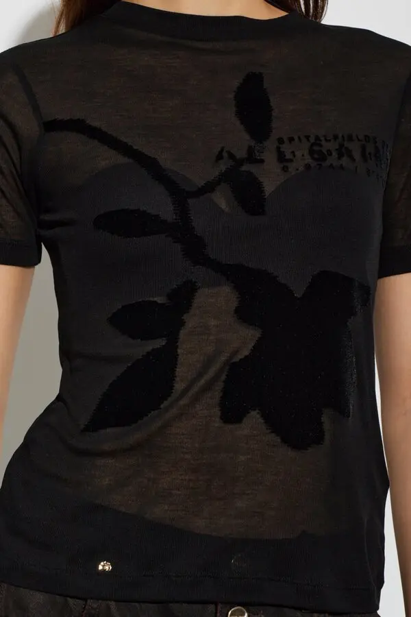 ALLSAINTS Athea Short Sleeve Top With Botanical Motif