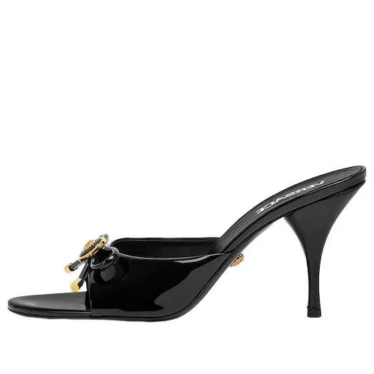 Versace Opera Bow Patent Mules 85 Mm - Black