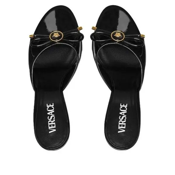 Versace Opera Bow Patent Mules 85 Mm