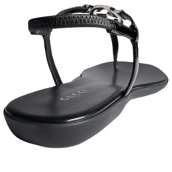 Gucci Thong Sandal With Interlocking G - Black