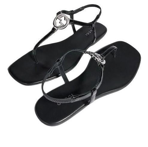 Gucci Thong Sandal With Interlocking G - Black