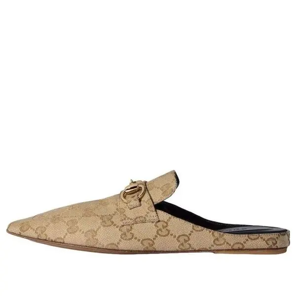 Gucci Gg Monogram Mule - Sand/dark Brown