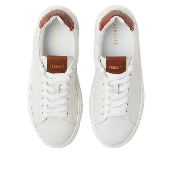 Versace Greca Leather Sneakers - Brown/white