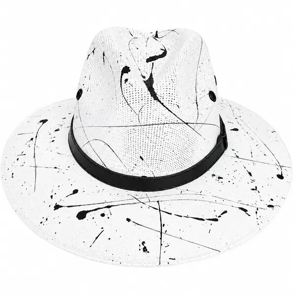 BELLA SOUL Abstract Splatter Painted Jute Hat