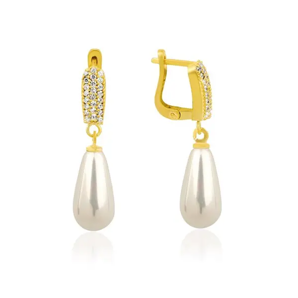 NAJIBA Cascade Lunar Glow Dangle Earrings With Pearl And Crystal